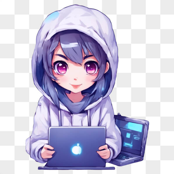 Download Kawaii Anime Girl with Apple Laptop Kawaii Online - Creative ...