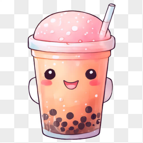Download Kawaii Pink Bubble Tea Cup with Smiley Face Kawaii Online ...