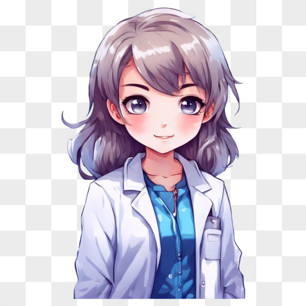 Download Kawaii Anime Girl in Lab Coat Kawaii Online - Creative Fabrica