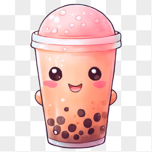 Download Kawaii Pink Bubble Tea Cup with Smiley Face Kawaii Online ...