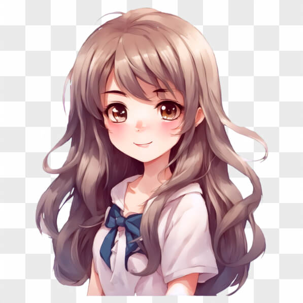 Download Kawaii Anime Girl with Long Wavy Hair and Bow Kawaii Online ...