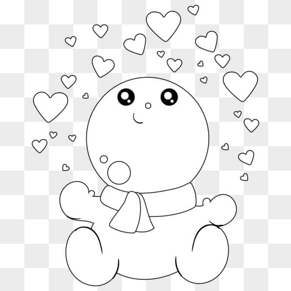 Download Valentine's Day Snowman Coloring Page with Hearts PNGs Online ...