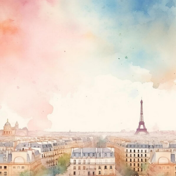 Download Watercolor Painting of Paris with Eiffel Tower Background ...