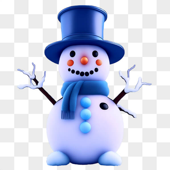 Download Blue Snowman with Top Hat and Scarf PNGs Online - Creative Fabrica