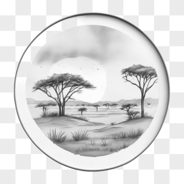 Download Artistic Composition: Savannah Landscape Drawing and Abstract ...