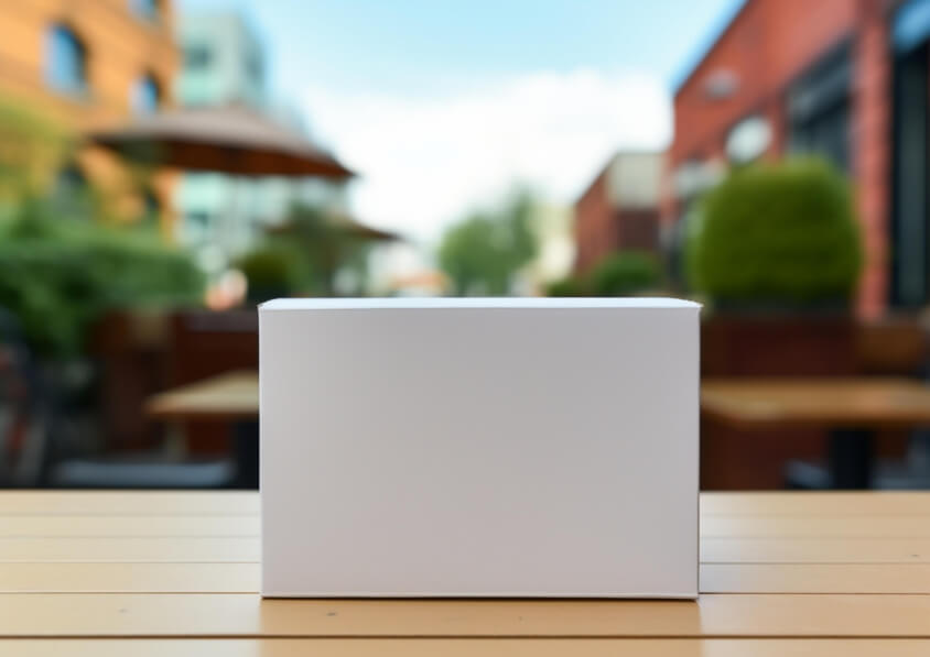 Download White Box on Outdoor Wooden Table Mockups Online - Creative ...