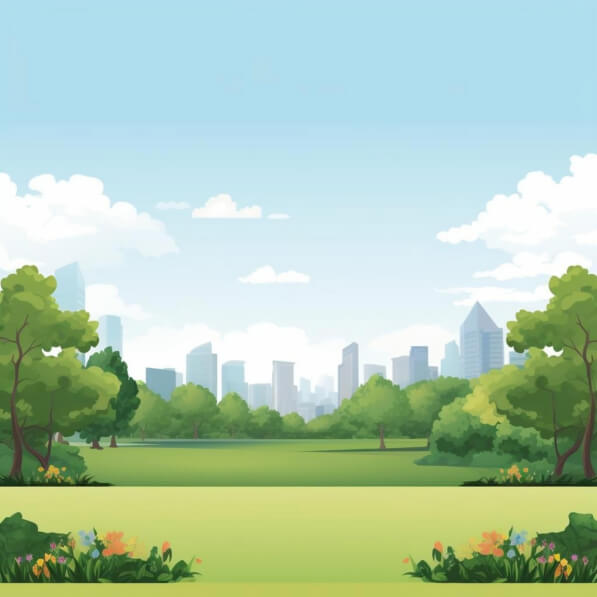 Download Rustig Groen Park met Levendige Bomen en Gebouwen ...