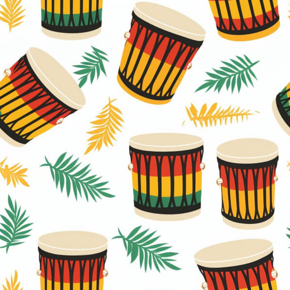Download Colorful Drums and Palm Leaves Pattern Patterns Online ...