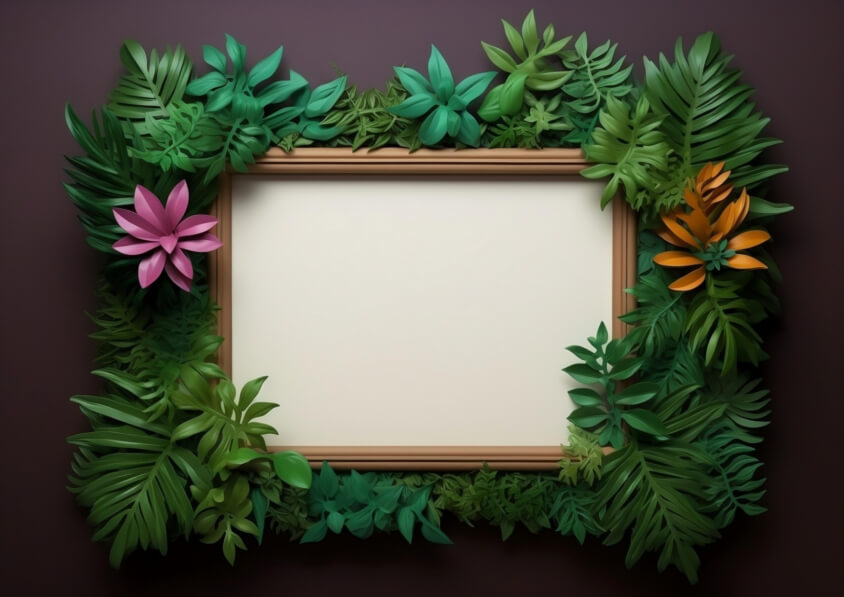 Download 3D Paper Frame with Tropical Leaves and Flowers Backgrounds ...
