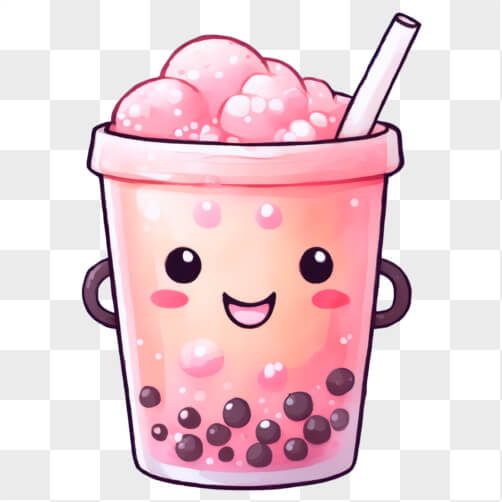 Download Kawaii Pink Bubble Tea with Smiley Face Kawaii Online ...