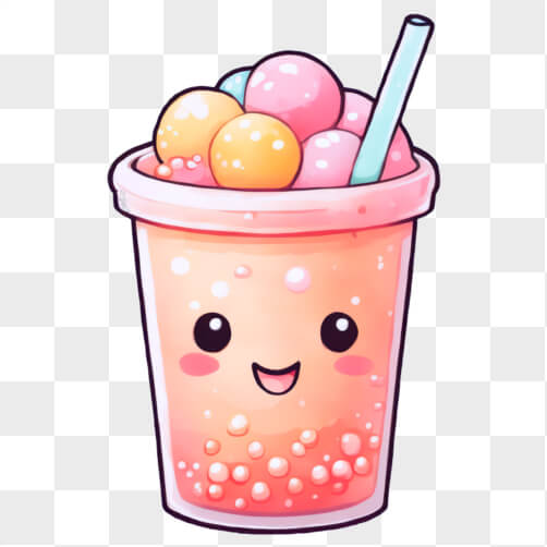 Download Kawaii Pink Bubble Tea Cup with Smiley Face Kawaii Online ...