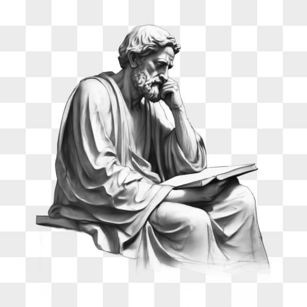 Download Statue of Ancient Greek Philosopher Reading and Contemplating ...