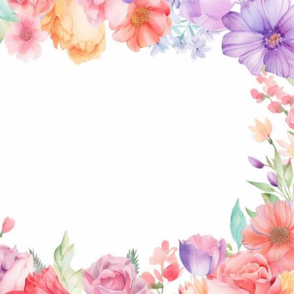Descarga Marco Floral de Acuarela con Flores Rosas, Moradas y Amarillas ...