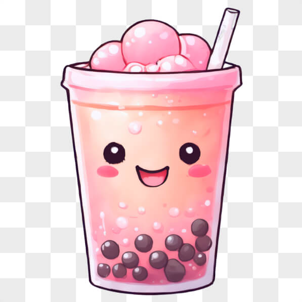 Download Kawaii Pink Bubble Tea with Smiley Face Kawaii Online ...