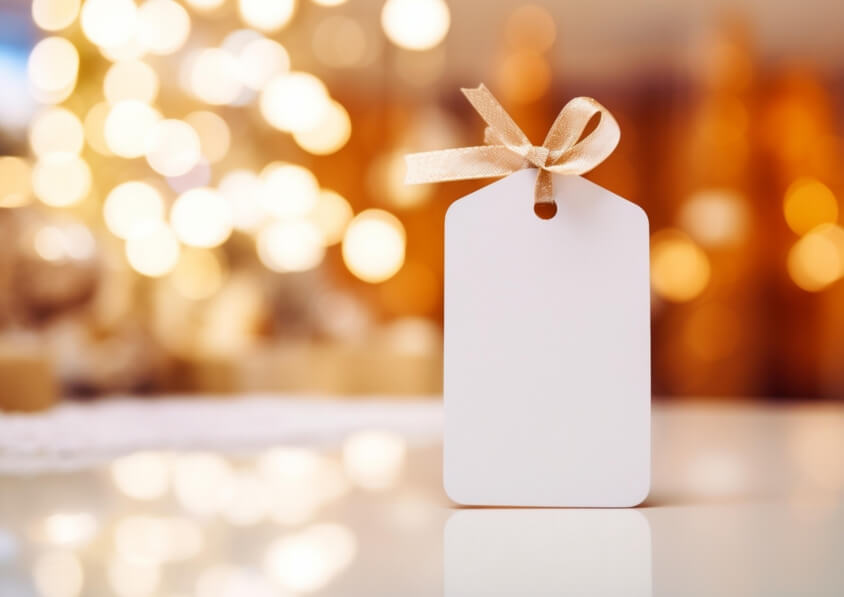 Download White Gift Tag with Orange Ribbon Mockups Online - Creative ...