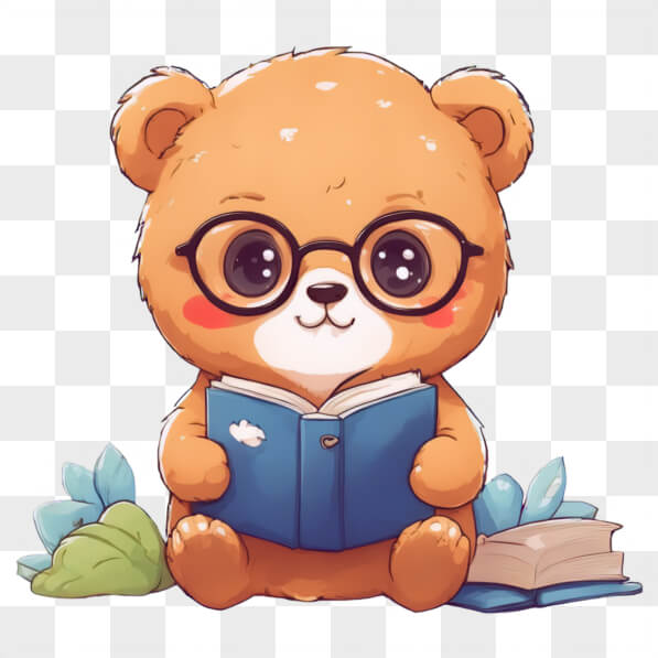 Download Kawaii Teddy Bear Reading Book Kawaii Online - Creative Fabrica