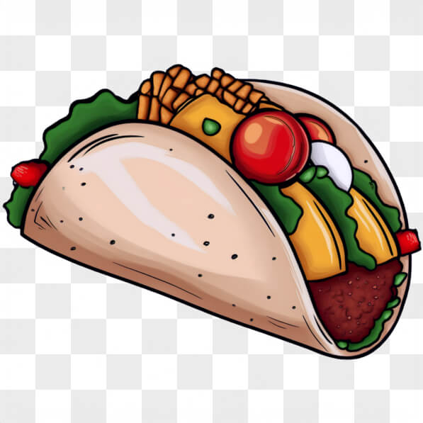 Download Cartoon-Style Taco with Fresh Ingredients PNGs Online ...