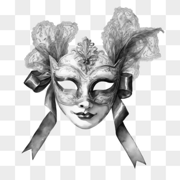 Download Elegant Mask Drawing with Lace and Ribbons Sketches Online ...