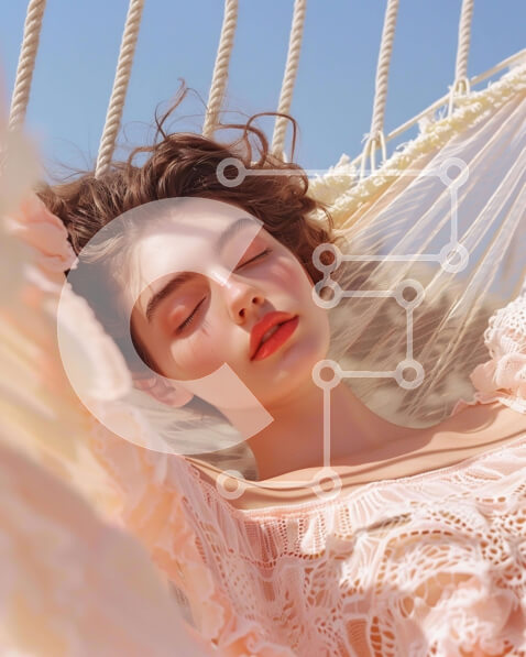 Young Woman in Hammock on Beach or Outdoors stock photo | Creative Fabrica