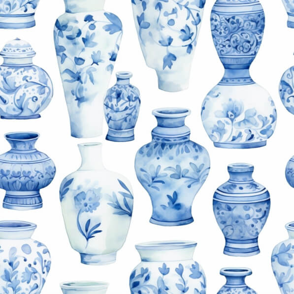 Download Seamless Blue and White Ceramic Vases Pattern Patterns Online ...