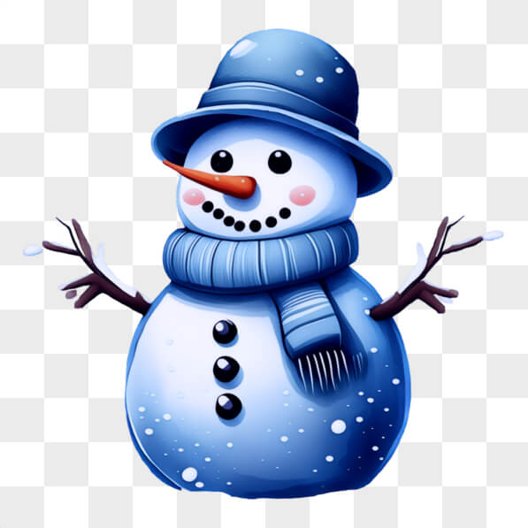 Download Blue Snowman in Winter Scene PNGs Online - Creative Fabrica