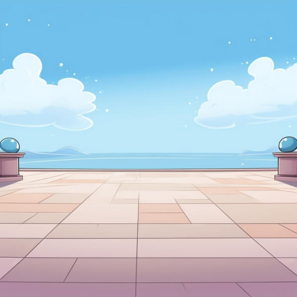 Download Cartoon Outdoor Scene with Colorful Balls and Pillars ...