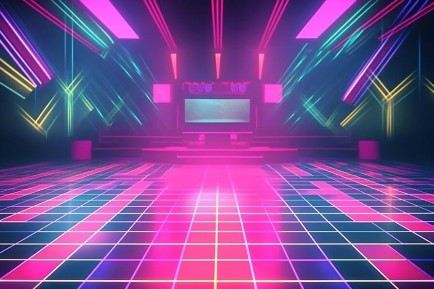 Download Neon-Lit Dance Floor in 1980s Style Backgrounds Online ...