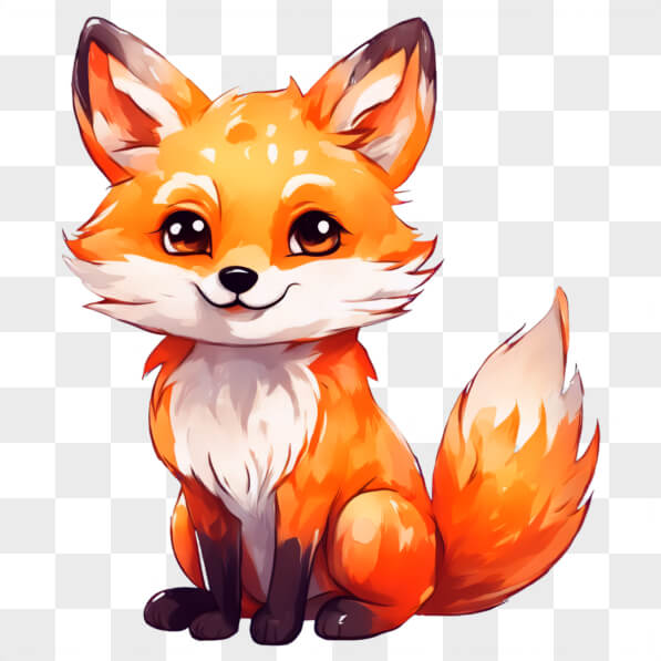 Download Kawaii Fox Sitting on Black Background Kawaii Online ...