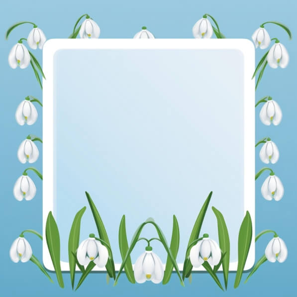 Download White Frame with Snowdrops Backgrounds Online - Creative Fabrica