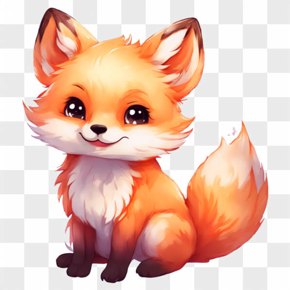 Download Kawaii Fox Sitting and Smiling Kawaii Online - Creative Fabrica