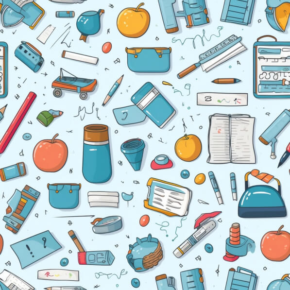 Download Colorful School Supplies Pattern Patterns Online - Creative ...