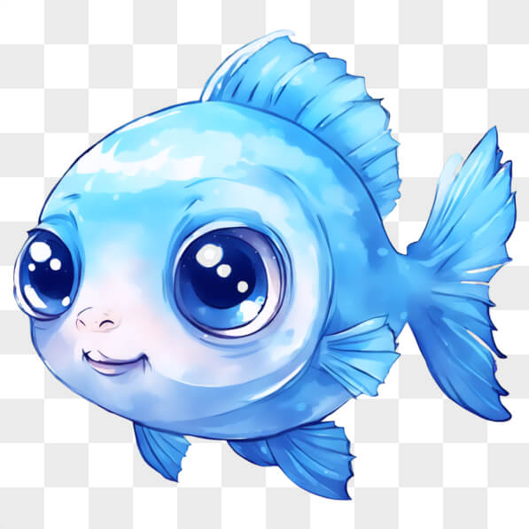 Download Kawaii Blue Fish with Big Eyes and Smile Kawaii Online ...