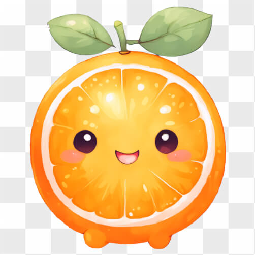Download Kawaii Orange Character with Green Leaves Kawaii Online ...