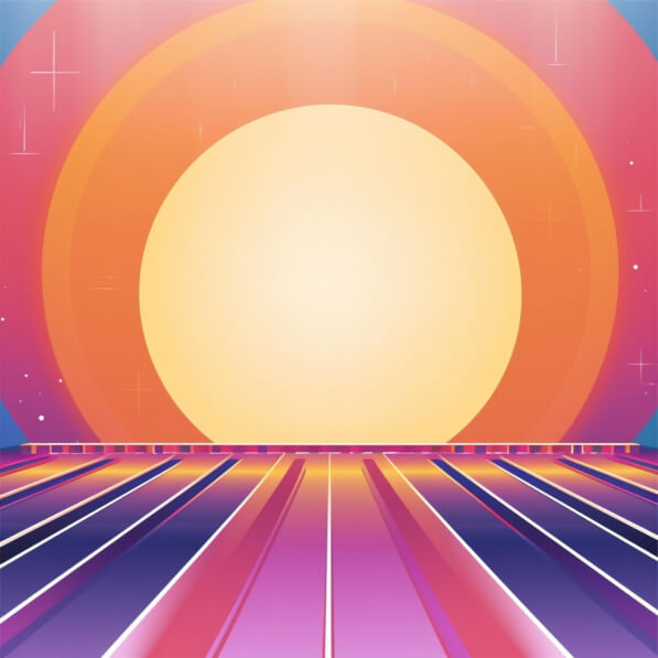 Download Colorful Retro Background with Sun and Tracks Backgrounds ...