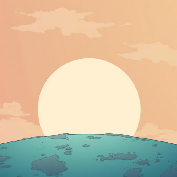 Download Cartoon Sunrise over Ocean with Island Backgrounds Online ...