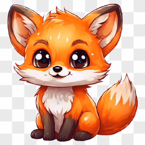 Download Kawaii Small Orange Fox on Black Background Kawaii Online ...