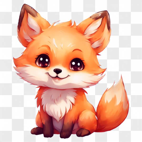 Download Kawaii Fox Sitting on Black Background Kawaii Online ...