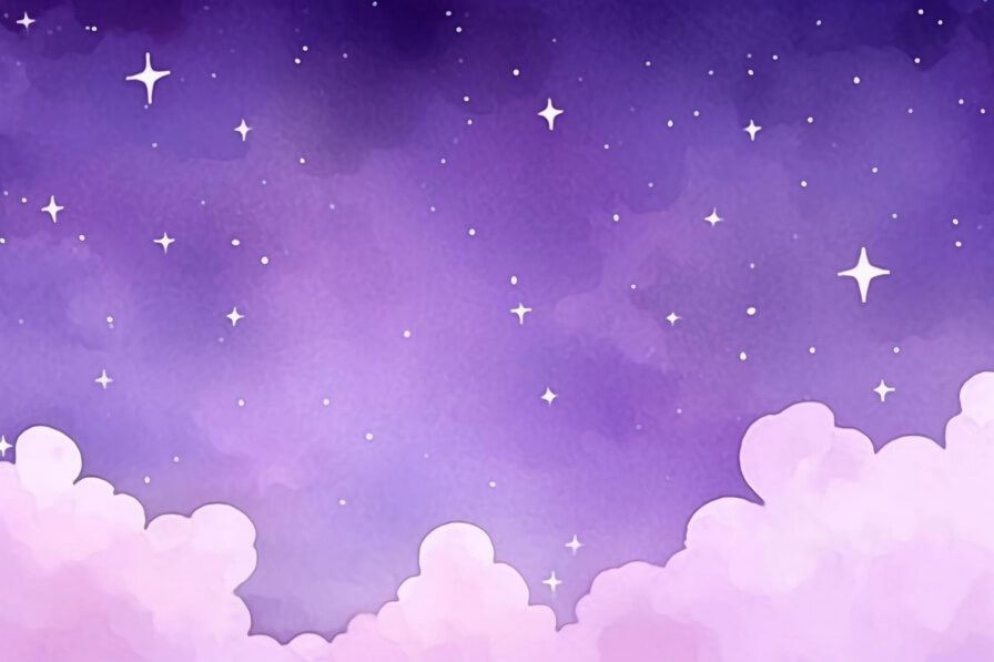 Download Purple Sky Watercolor Painting with Stars and Clouds ...