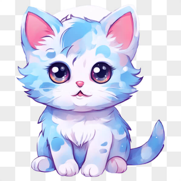 Télécharger Illustration de chat bleu et blanc Kawaii Kawaii En Ligne ...