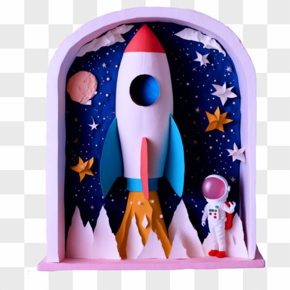 Download Papercraft Rocket Ship and Astronaut with Stars PNGs Online ...