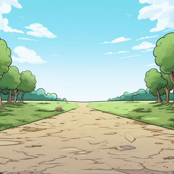 Download Empty Road with Trees in a Cartoon Style Illustration ...