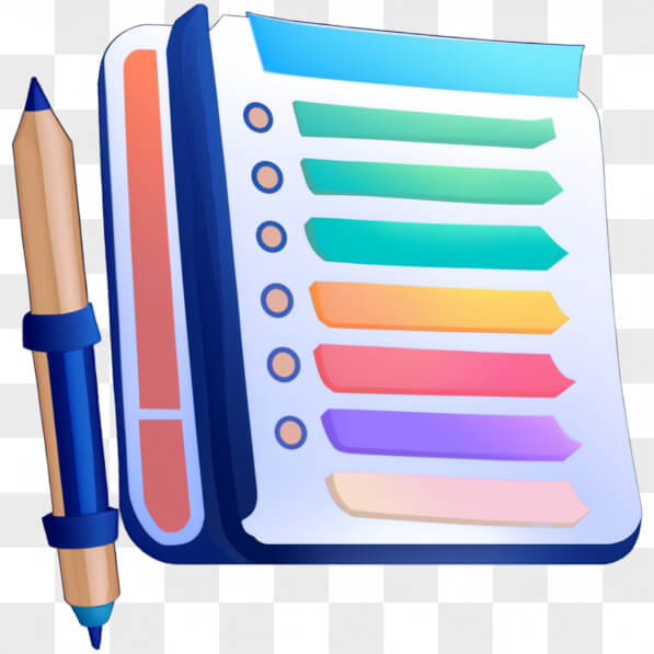 Download Colorful Checkbox Notebook with Orange Pen PNGs Online ...