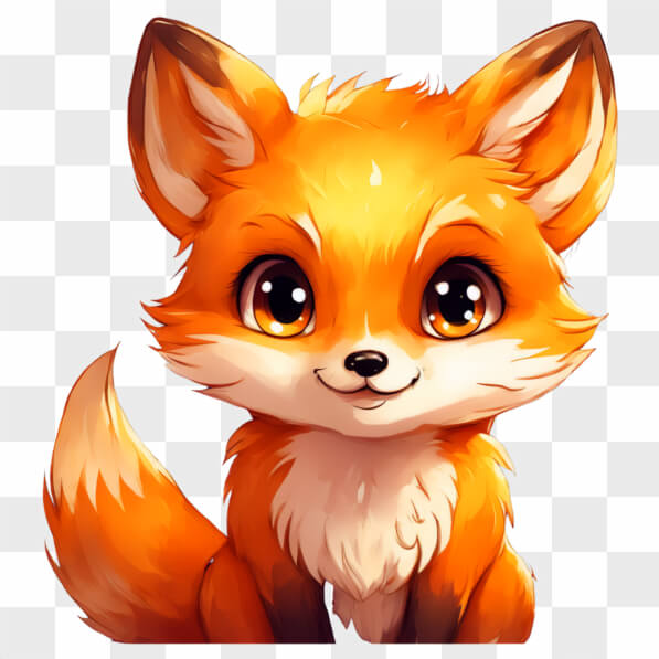 Download Kawaii Orange Fox Sitting on Black Background Kawaii Online ...