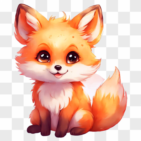 Download Kawaii Orange Fox Sitting on Black Background Kawaii Online ...