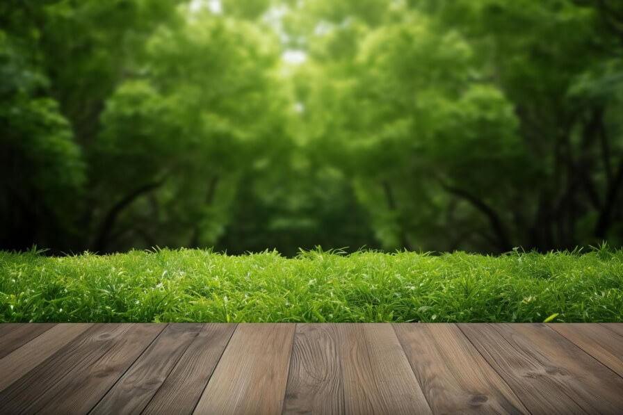 Download Tranquil Wooden Floor with Green Grass and Trees Backgrounds ...