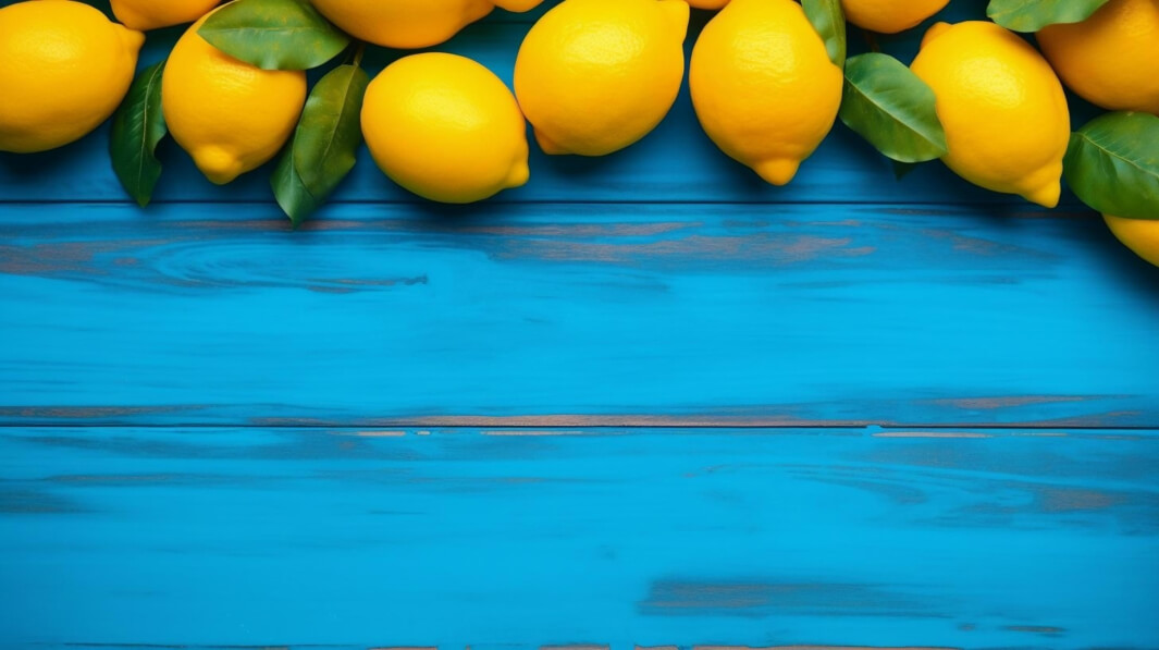 Download Lemons on Blue Wooden Table Backgrounds Online - Creative Fabrica
