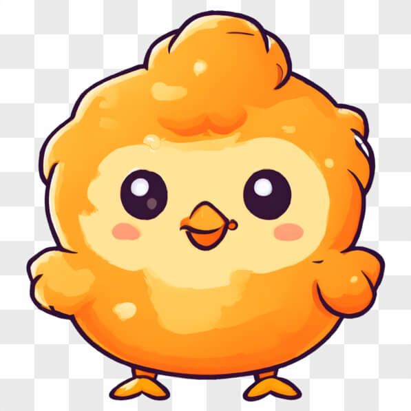 Download Kawaii Yellow Chicken with Curly Hair in Orange Shirt Kawaii ...