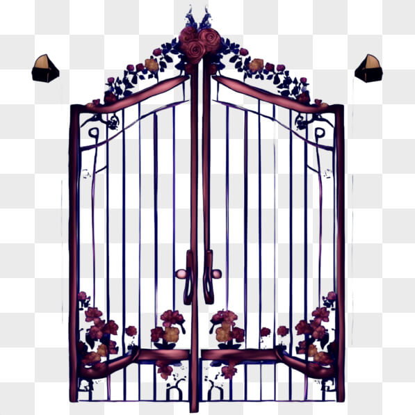 Download Ornate Iron Gate with Floral Design PNGs Online - Creative Fabrica