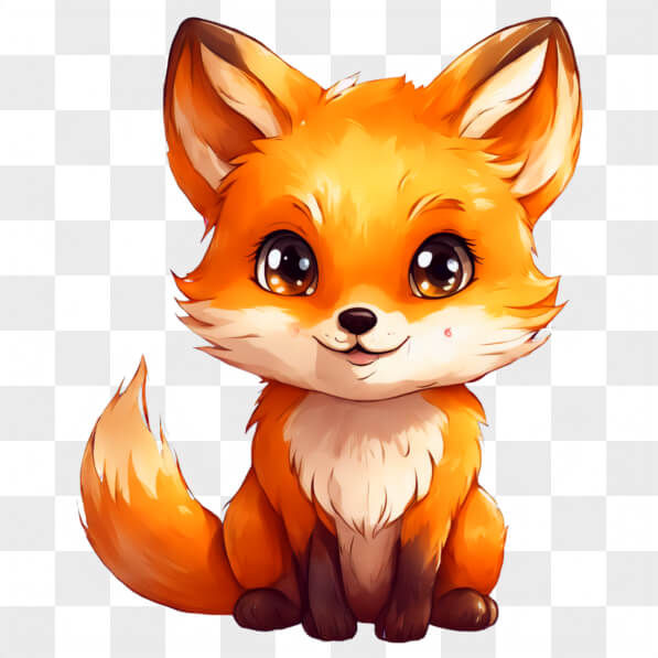 Download Kawaii Fox Sitting on Black Background Kawaii Online ...