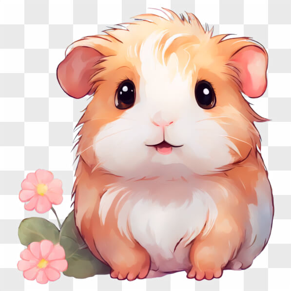 Download Kawaii Guinea Pig with Pink Flowers Kawaii Online - Creative ...